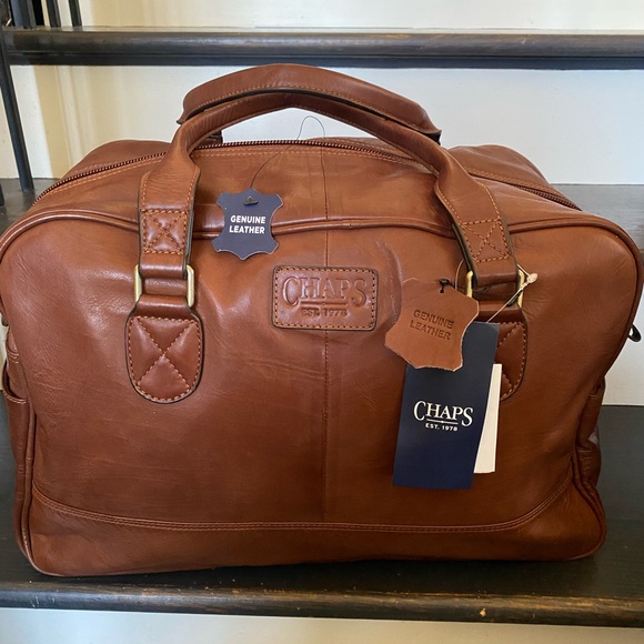 Chaps | Bags | Nwt Chaps Brown Leather Weekender Bag | Poshmark
